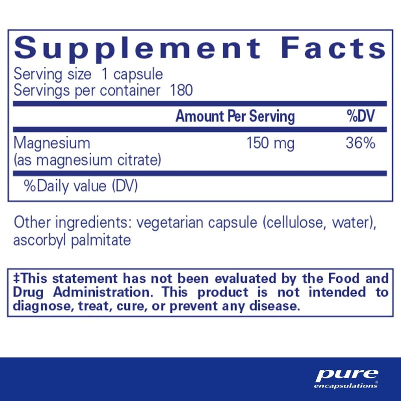Pure Encapsulations Magnesium Citrate - Fairfield Nutrition Shop